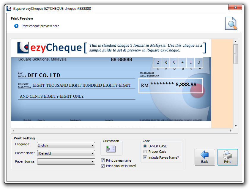 Cheque Writing Software And Solutions ISquare EzyCheque Standard Cheque Writing Software And Solutions ISquare EzyCheque Standard